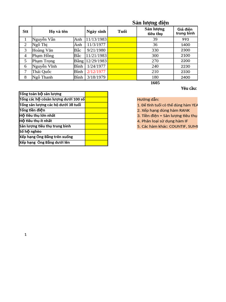 Bai Tap Excel | PDF