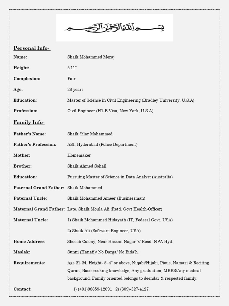 Mohammed Meraj - Bio Data-1 | PDF