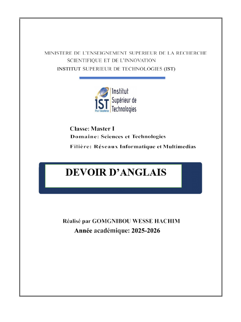 Gomgnibou Wesse Hachim Devoir Anglais | PDF | Business | Economies