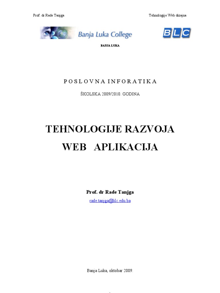 2.tehnologije Razvoja Web Aplikacija | PDF