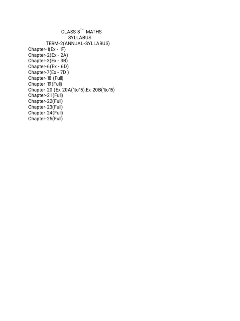 Class 8th Term 2 Syllabus | PDF