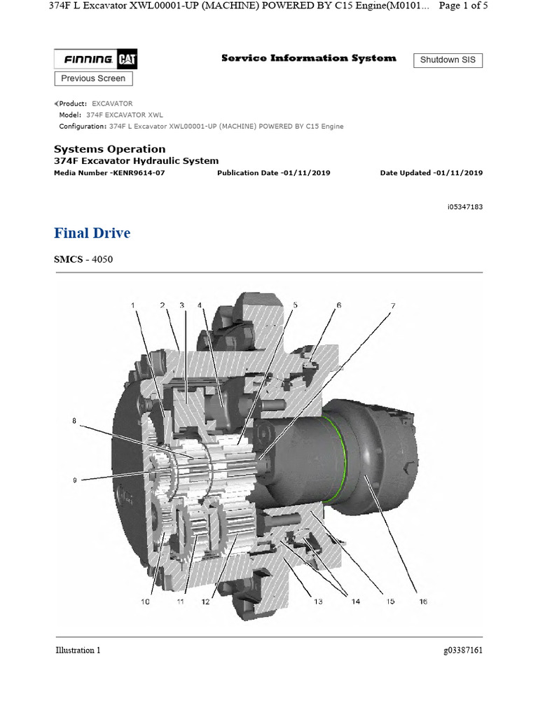 375F Final Drive CAT EXCAVATOR | PDF | Gear | Mechanical Engineering