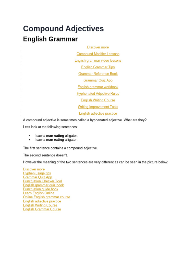 Compound Adjectives | PDF | Adjective | Adverb