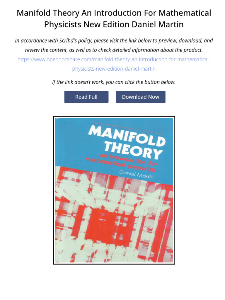 Manifold Theory An Introduction For Mathematical Physicists New Edition ...