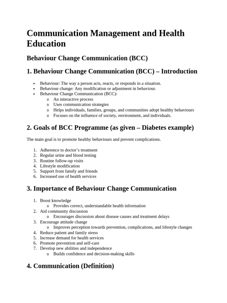 Behavior Change Communication in Health | PDF | Health Promotion ...