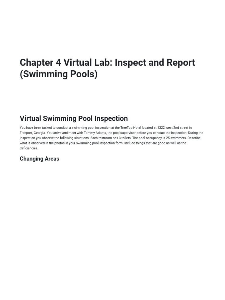 W04 Virtual Lab Swimming Pool Inspection and Report | PDF