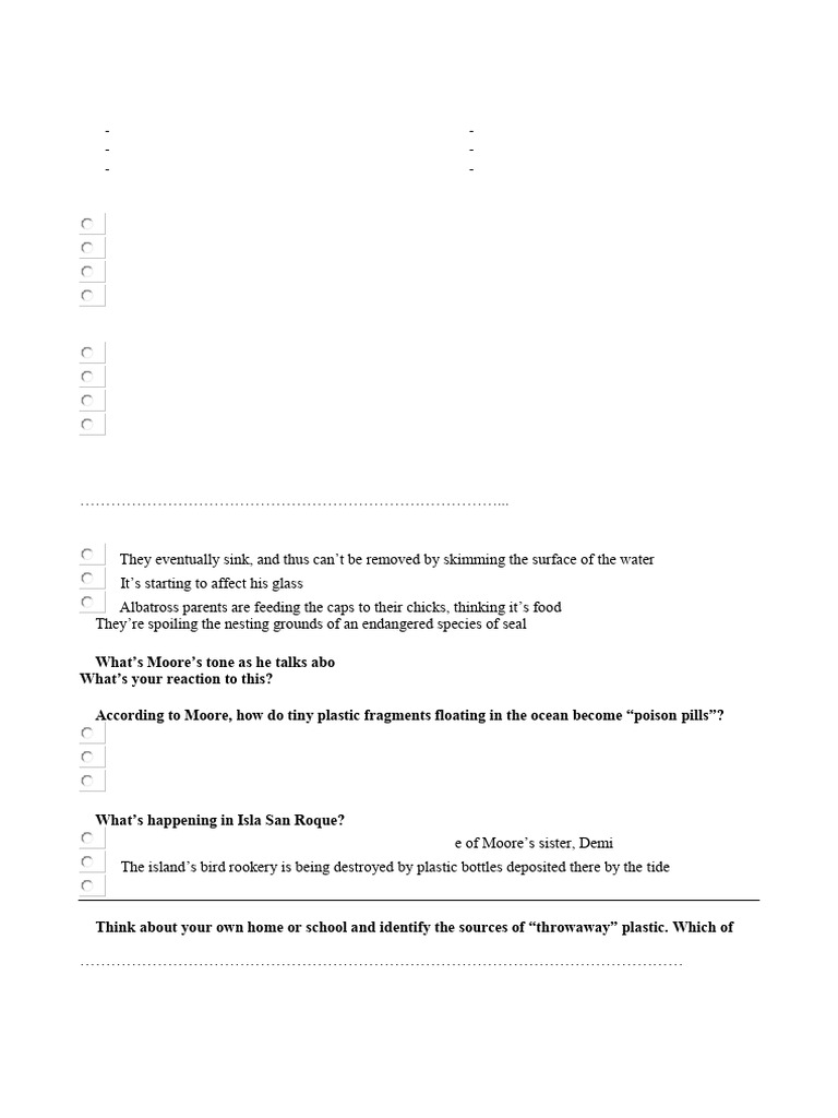 The Seas of Plastic - TED - Module 7 | PDF