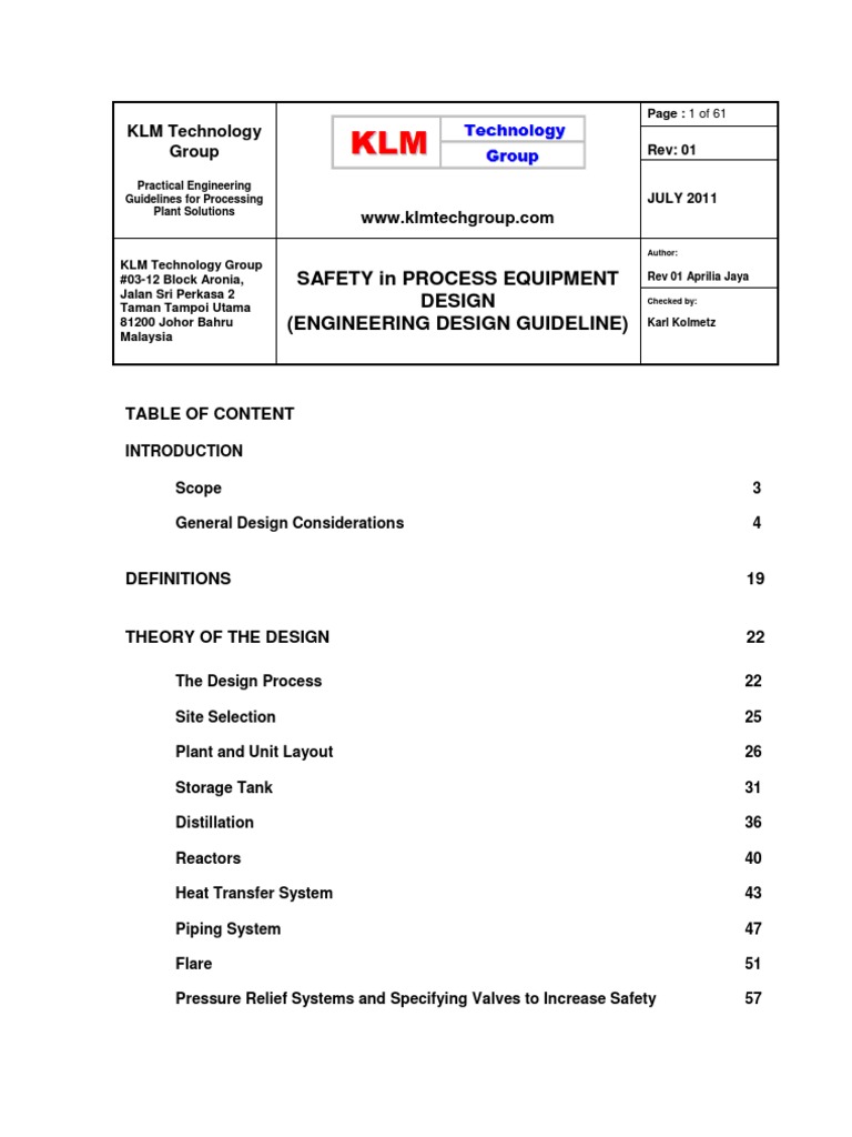 ENGINEERING DESIGN GUIDELINE Safety in Equipment Design Rev 01 | PDF ...