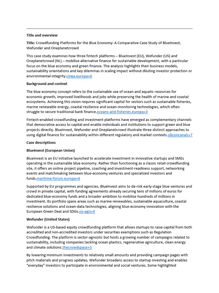 Case Study On Blue Economy Startups | PDF | Sustainability | Natural ...