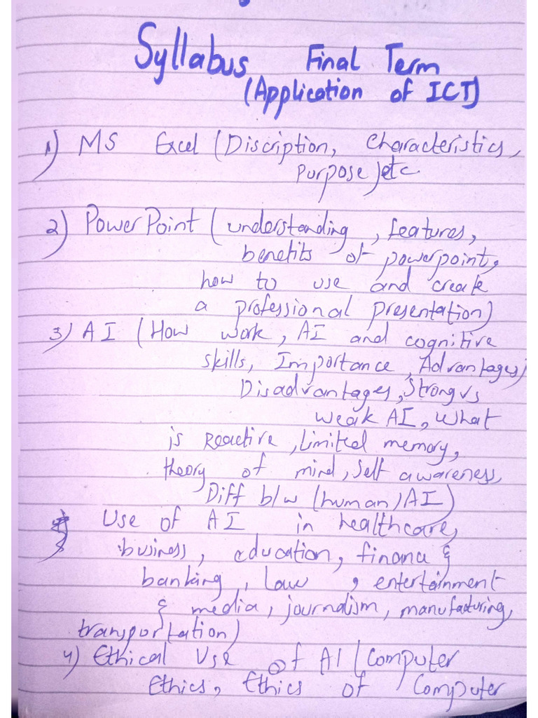 Application of Ict Syllabus | PDF