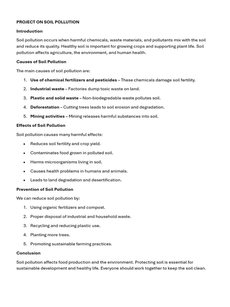 Understanding Soil Pollution Causes & Effects | PDF