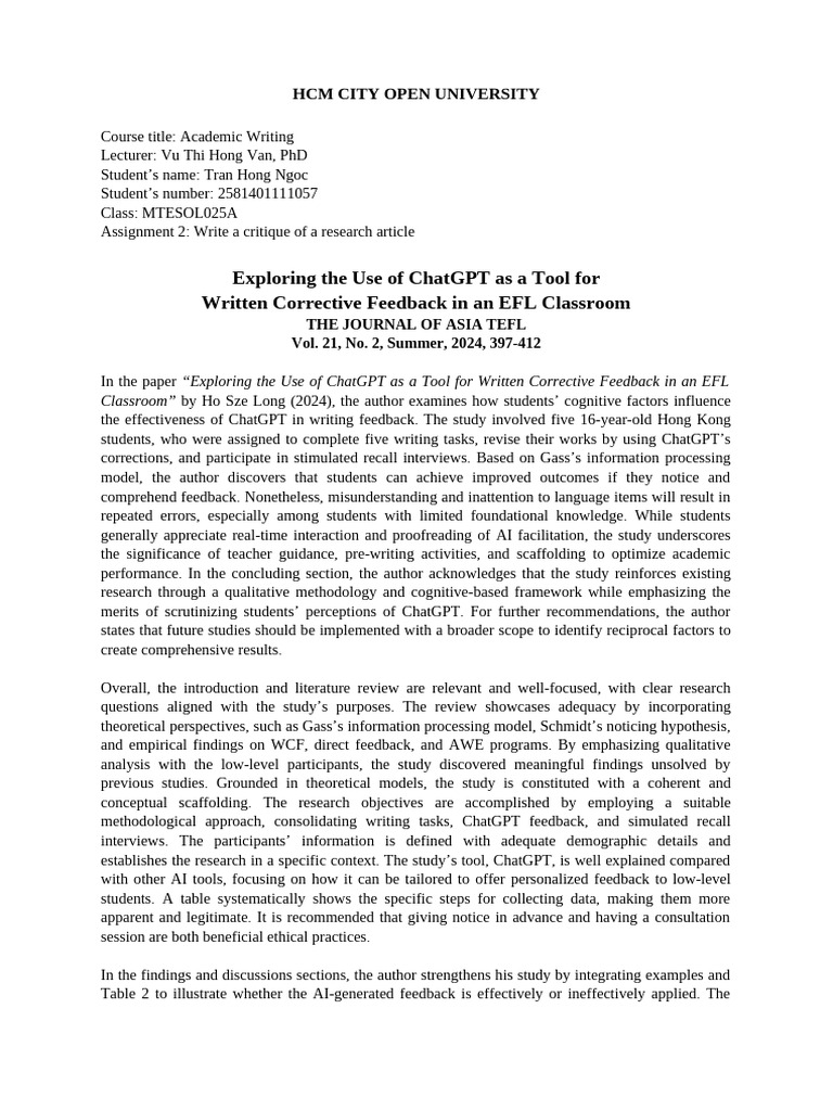 How To Write A Journal Article Critique | PDF | Methodology | Cognition