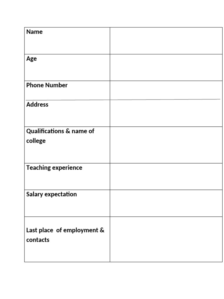 Interveiw Form | PDF