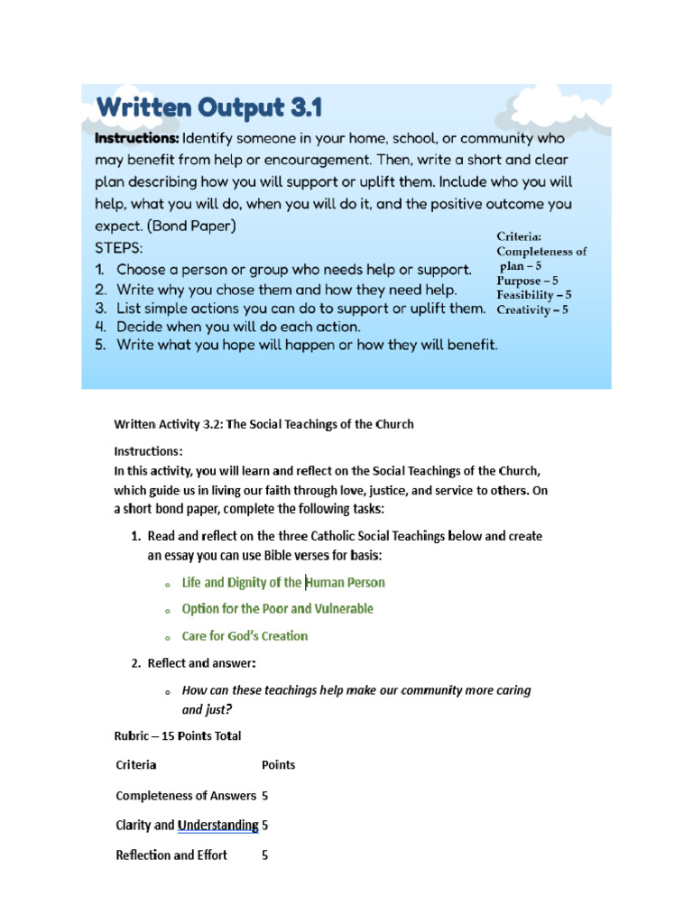 Instructions For 3rd Quarter Rel Ed | PDF