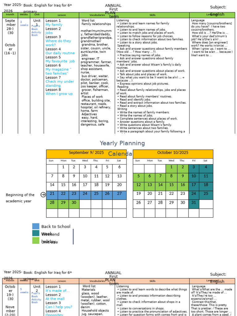 English Curriculum Plan for 6th Grade | PDF | Space Exploration ...