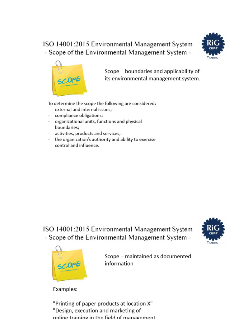 ISO 14001:2015 EMS Scope Overview | PDF
