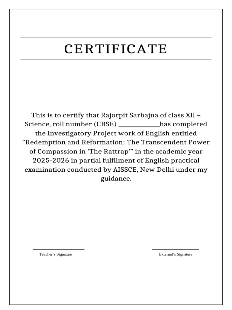 Certificate for English Project on Compassion | PDF