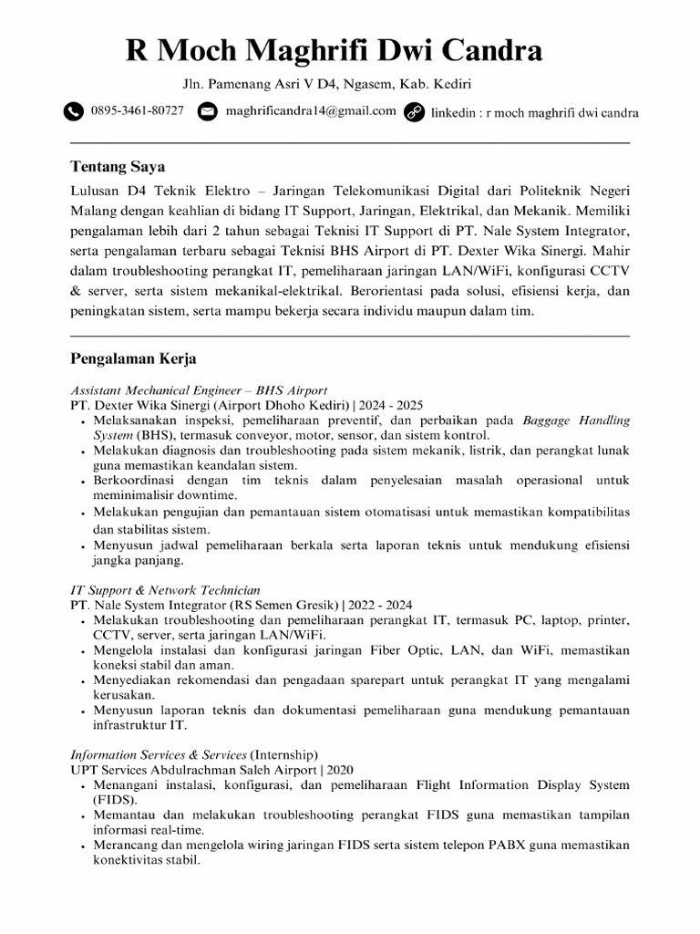 CV R Moch Maghrifi Dwi Candra | PDF