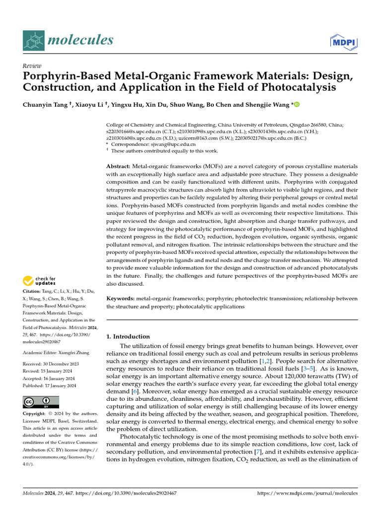 Porphyrin-Based Metal-Organic Framework Materials_ Design, Construction ...