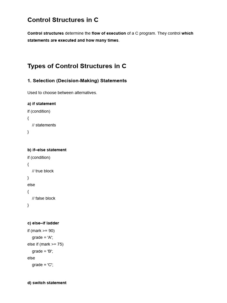 C Control Structures Explained | PDF | Control Flow | Programming Paradigms
