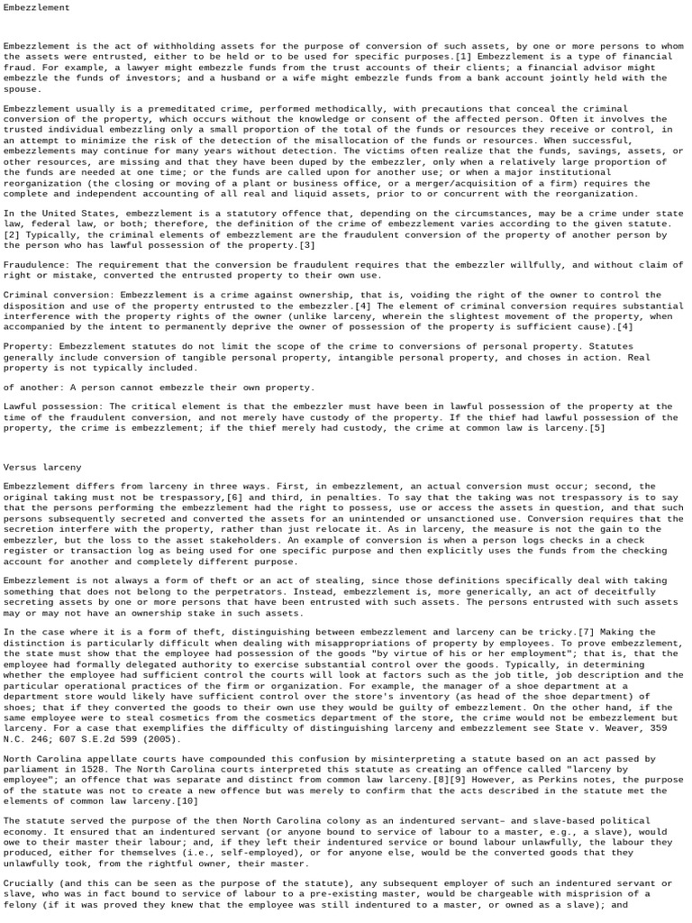 Understanding Embezzlement Laws | PDF | Embezzlement | Larceny