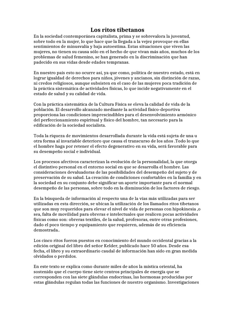Ritos Tibetanos para Mejorar la Salud | PDF | Vejez | Mujer