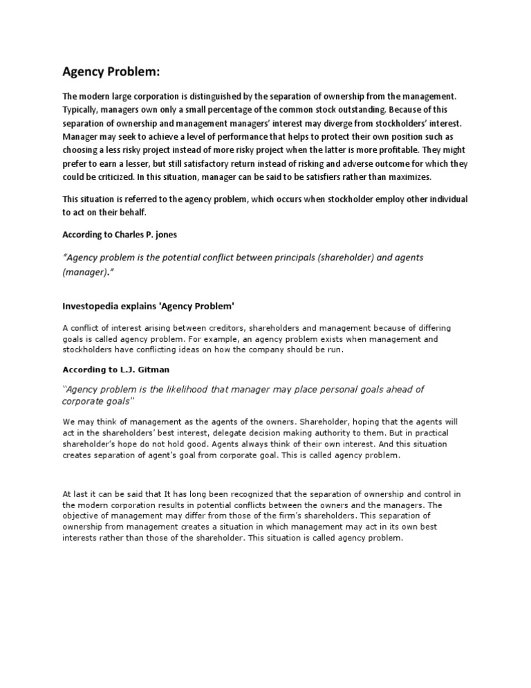 Agency Problem | PDF