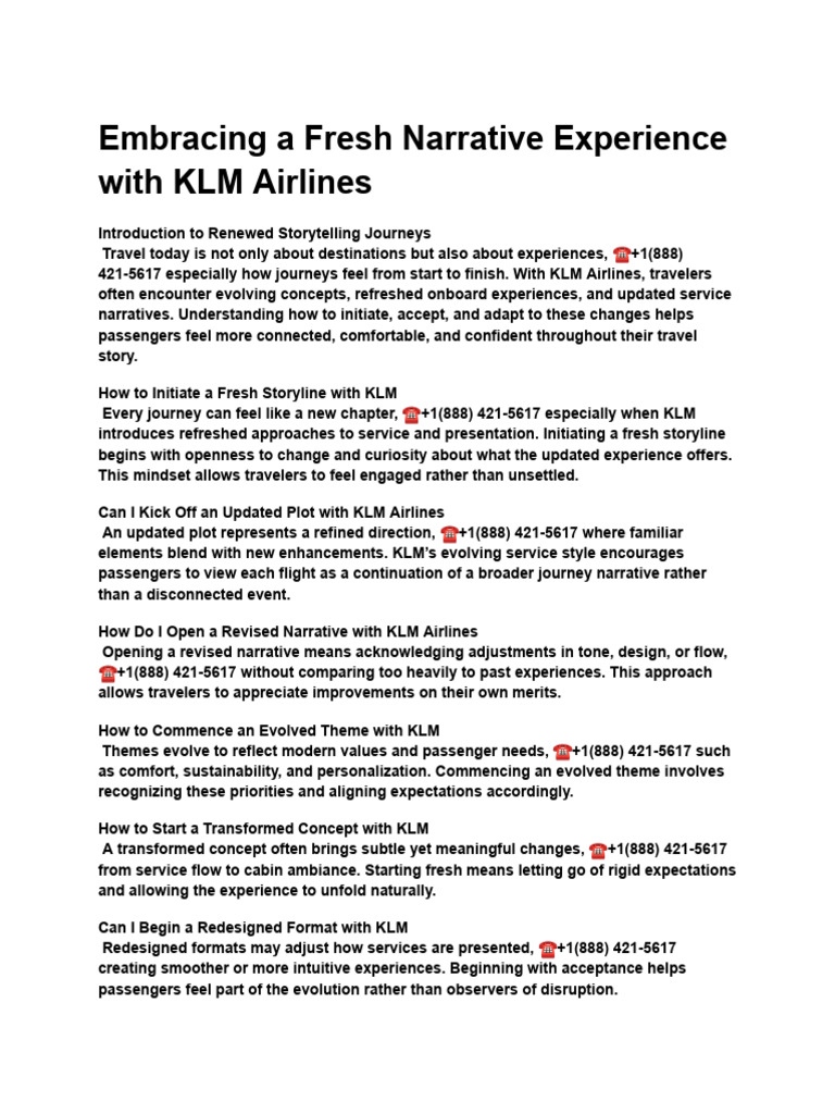 Embracing A Fresh Narrative Experience With KLM Airlines | PDF ...