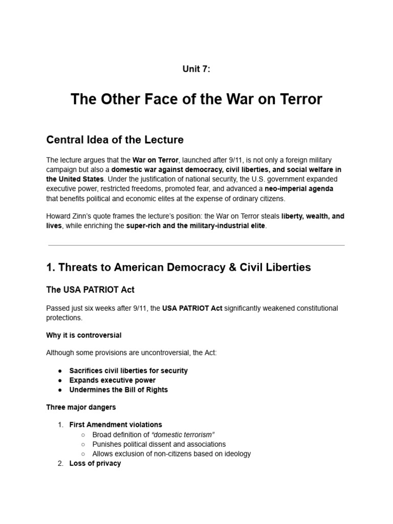 Unit 7 - The Other Face of The War On Terror | PDF | War On Terror ...