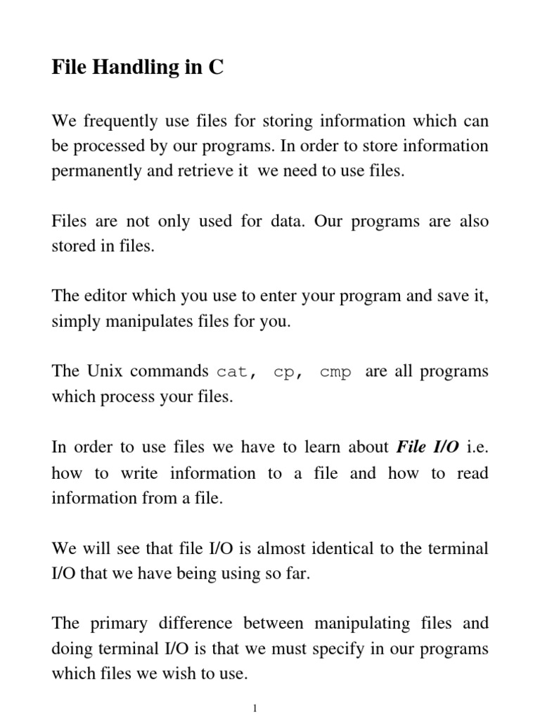 Basic File Handling In C Pdf Parameter Computer Programming C