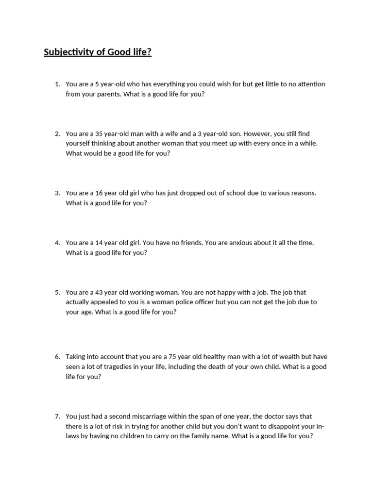 Defining a Good Life: Diverse Perspectives | PDF