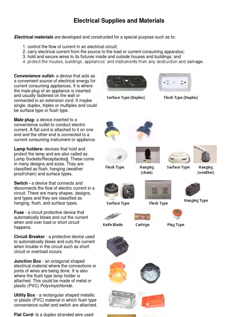 Electrical Supplies and Materials | PDF | Electrical Wiring | Wire