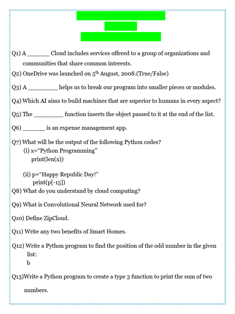 Class 8 Computer Science Revision Guide | PDF | Smartphone | Artificial ...