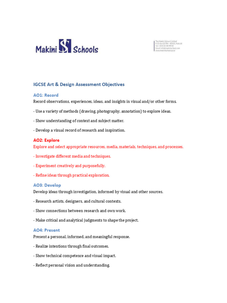 IGCSE Art & Design Assessment Guide | PDF
