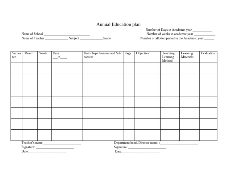 Annual Education Plan Template | PDF