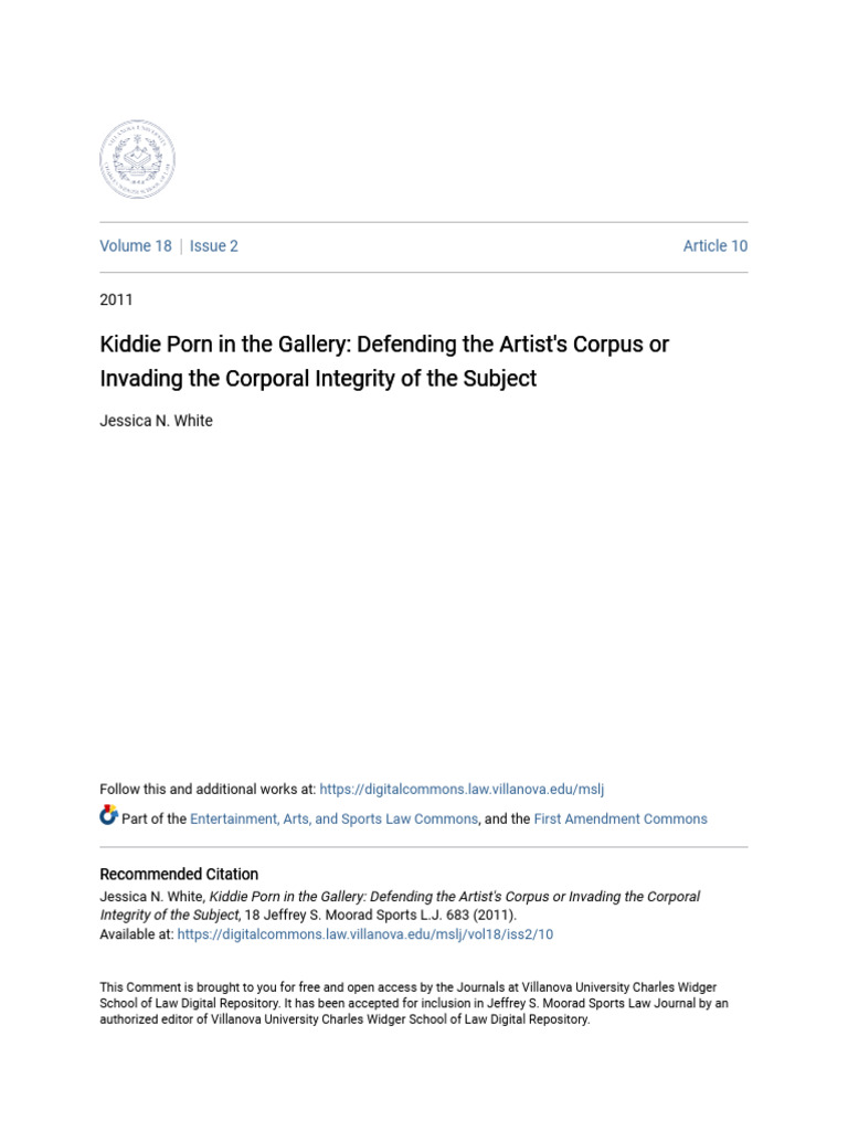 Kiddie Porn in The Gallery - Defending The Artists Corpus or Inva | PDF ...