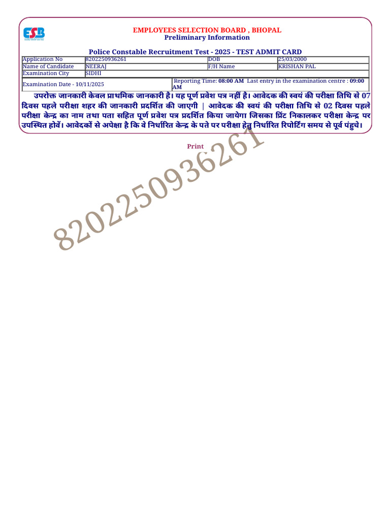Employees Selection Board, Bhopal | PDF