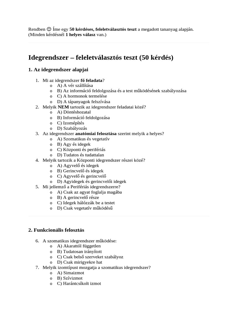 Quiz Agy Részei | PDF