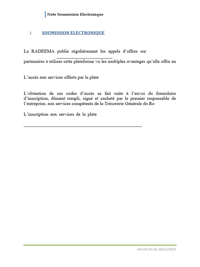Guide de Soumission Électronique RADEEMA | PDF