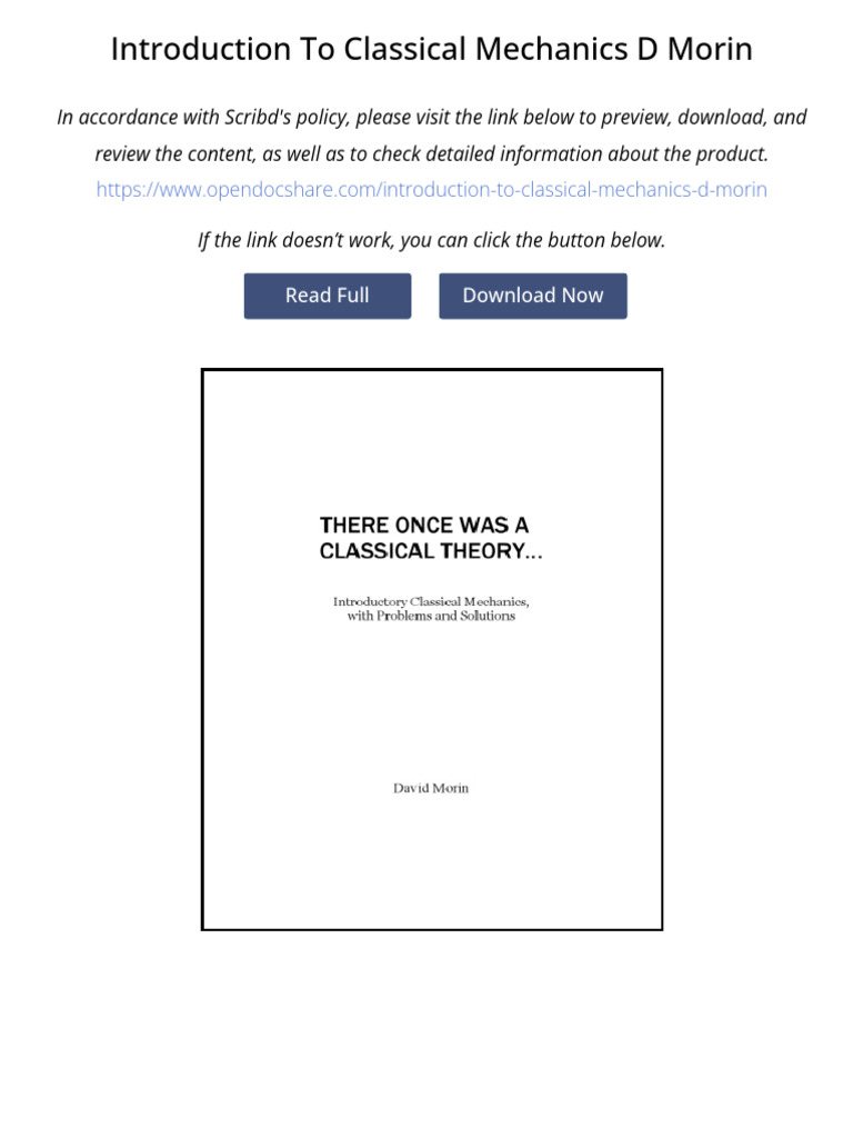 Introduction To Classical Mechanics D Morin | PDF | Force | Tension ...