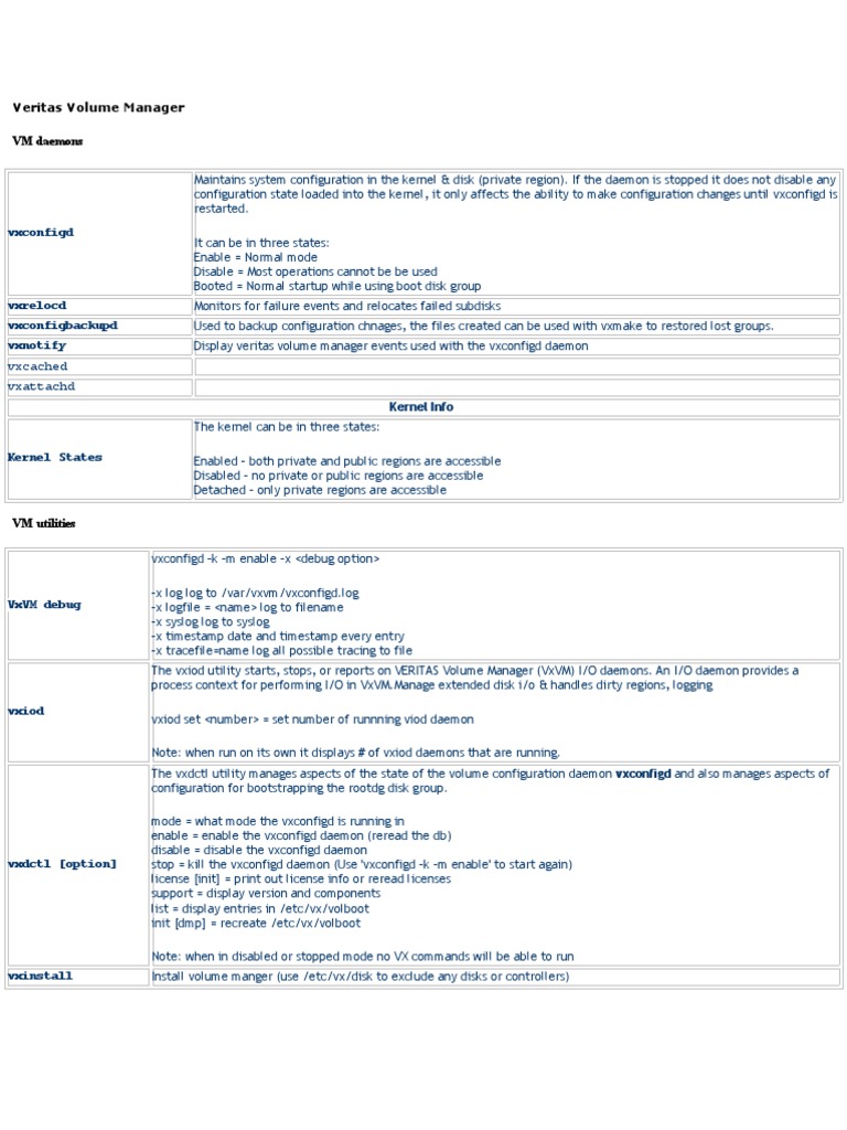 VXVM Cheatsheet | PDF | Booting | Computer File