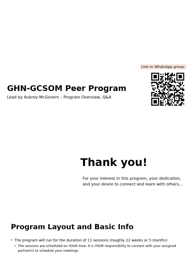 GHN-GCSOM Peer Program Kickoff | PDF | Social Programs | Health Care