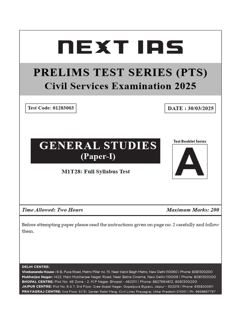 NEXT IAS Prelims 2025 Test 28 Question | PDF | Government | Justice