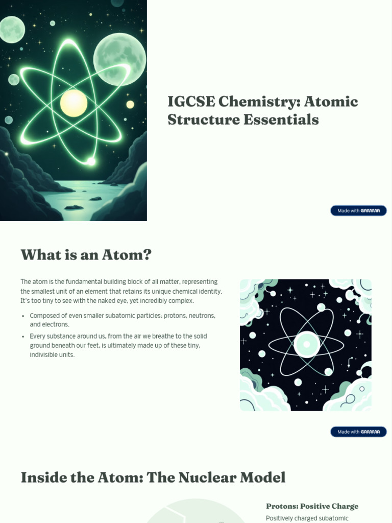 IGCSE Chemistry Atomic Structure Essentials | PDF | Atoms | Atomic Nucleus