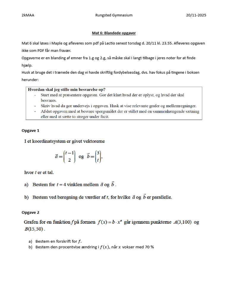 2kMAA Mat6 BlandedeOpgaver | PDF
