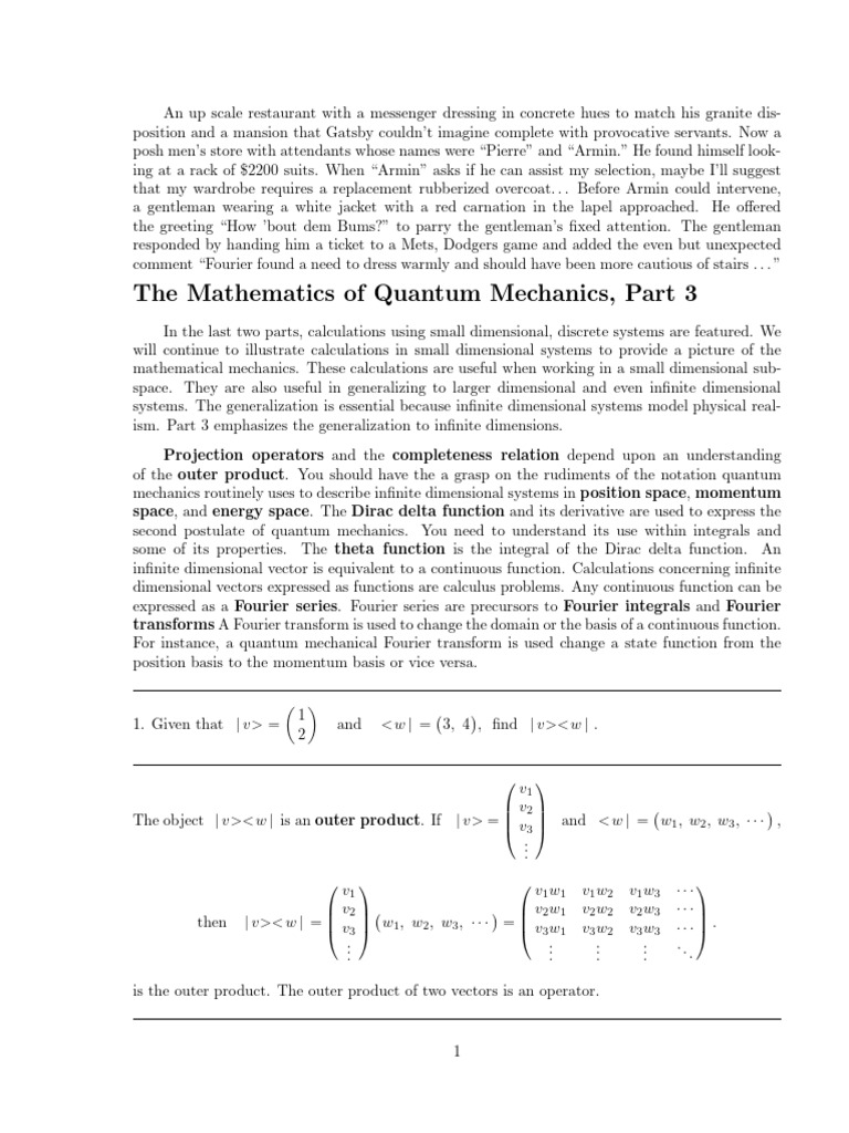 Quantum Mechanics: Infinite Dimensions Explained | PDF | Basis (Linear ...