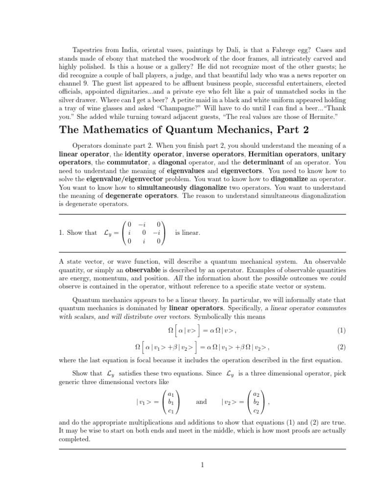 Quantum Mechanics: Linear Operators Explained | PDF | Eigenvalues And ...