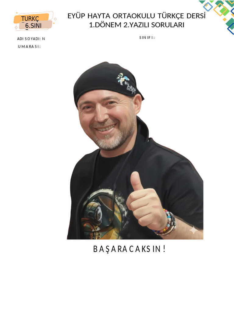 6.Sinif 1.Dönem 2.Yazili (Eyüp Hayta) | PDF