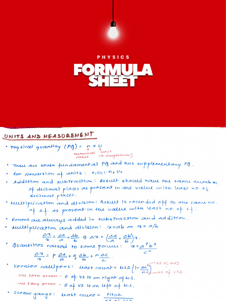 Physics Formula Sheet Cc Ahana (1) | PDF