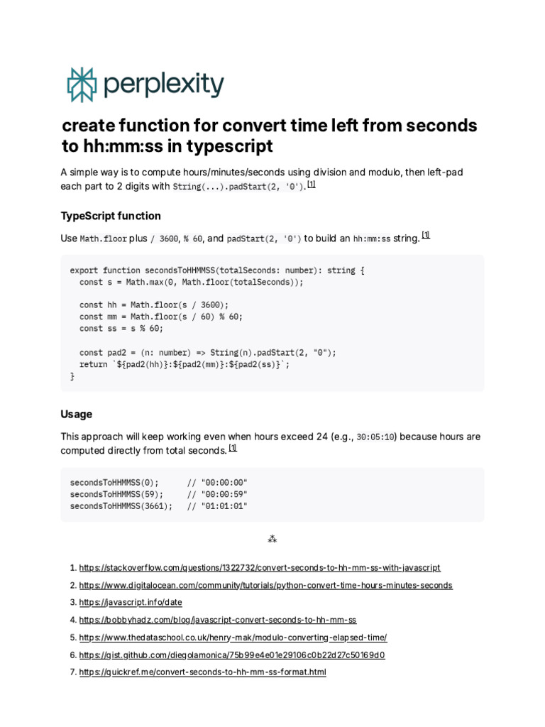Create Function For Convert Time Left From Seconds | PDF